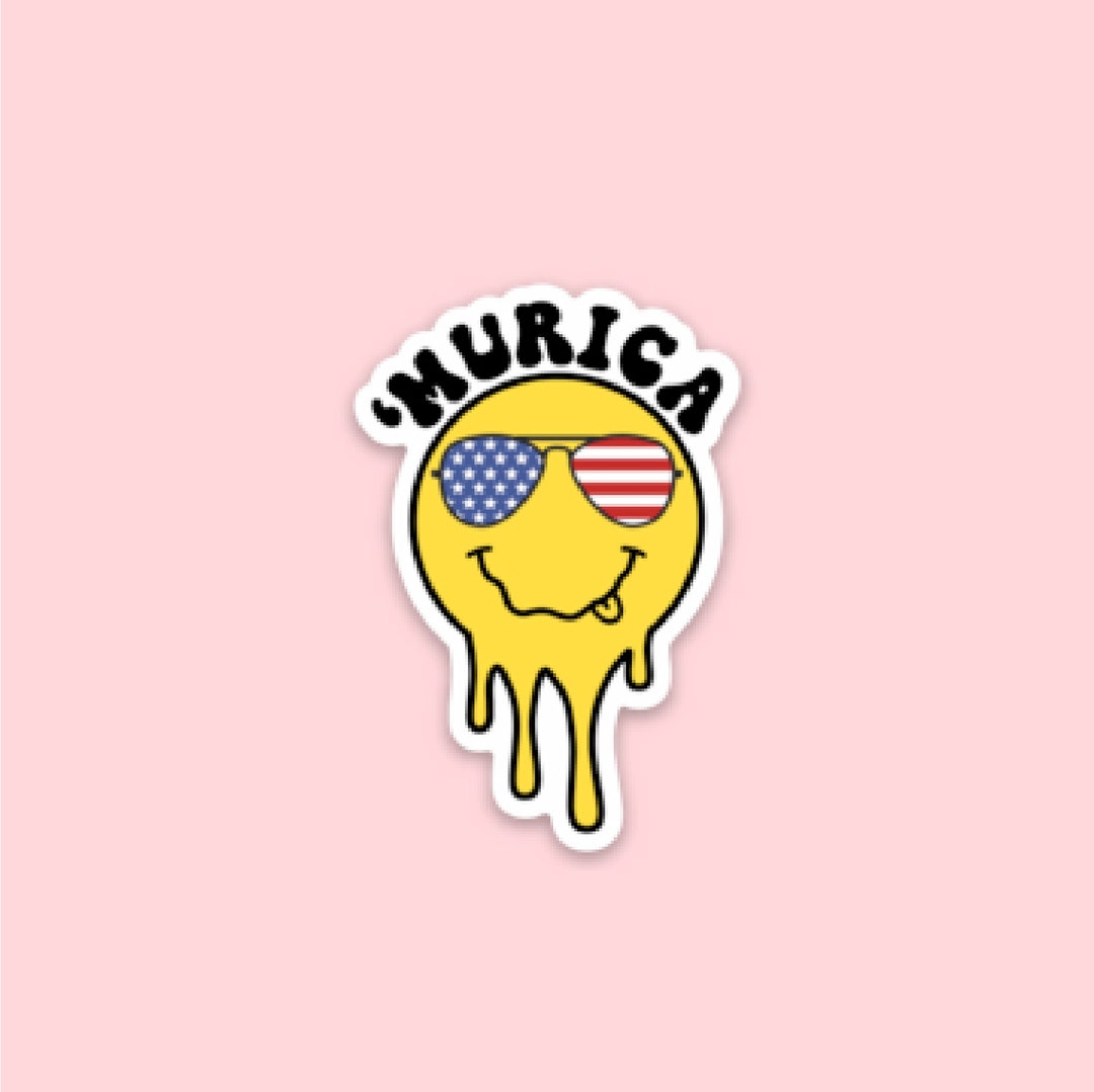 LMSS® STICKER - 'MURICA - Sunglasses Smiley | Trendy Stickers | Water ...
