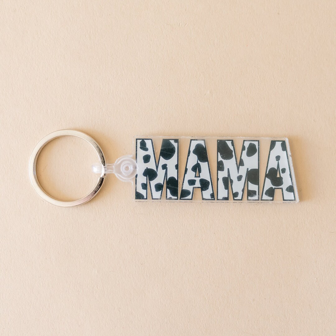 KEYCHAIN - Cow Print MAMA | Mama Life | Retro Keychains | Mom ...