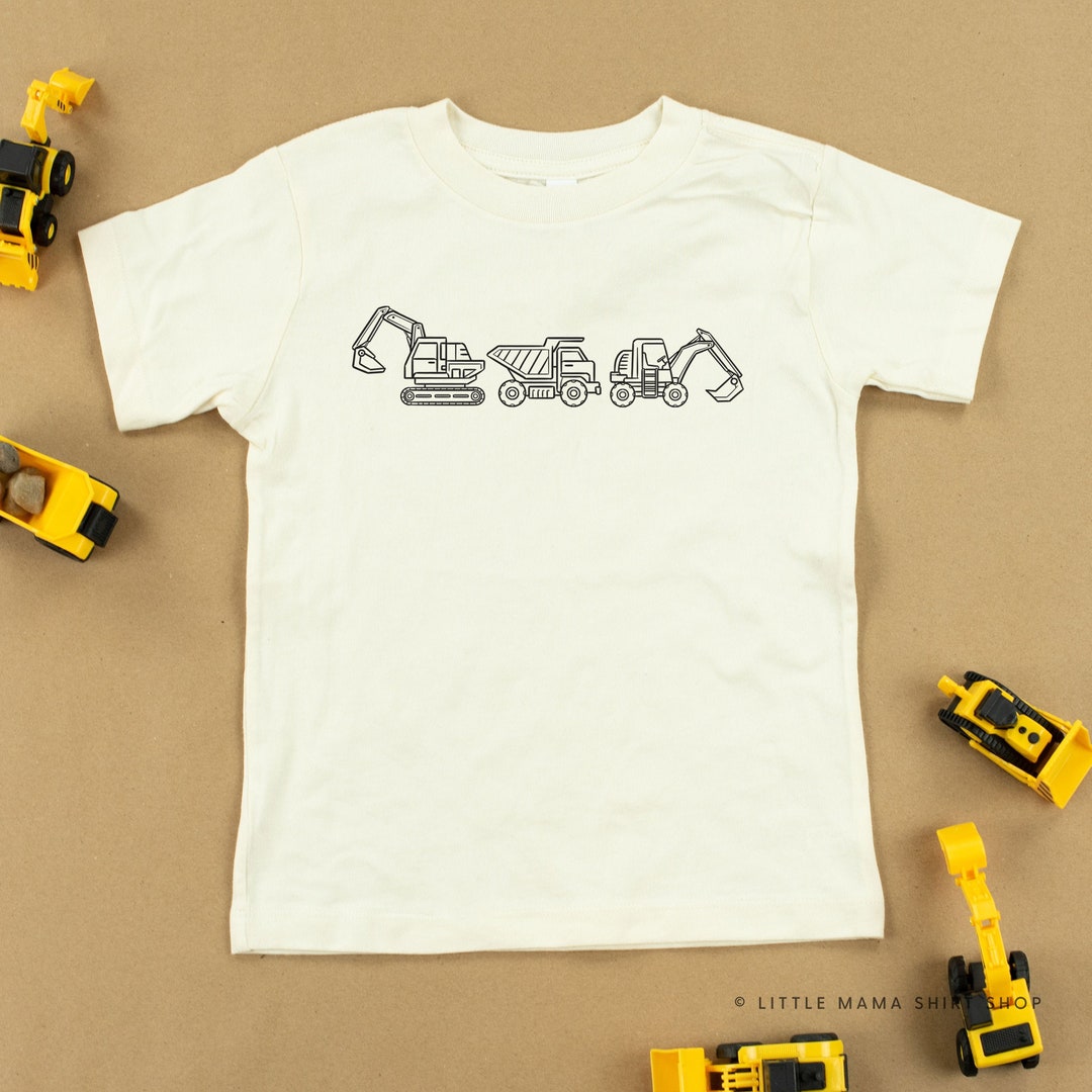 3 in a Row - Construction Trucks - Child Tee | Construction Shirt ...
