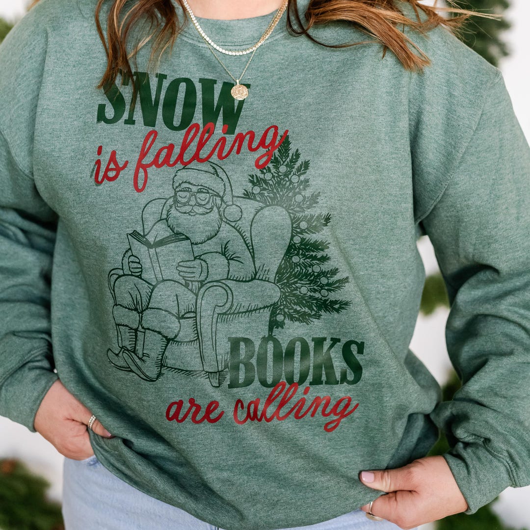 Snow is Falling Books Are Calling BASIC Fleece Festive Holiday Sweater ...