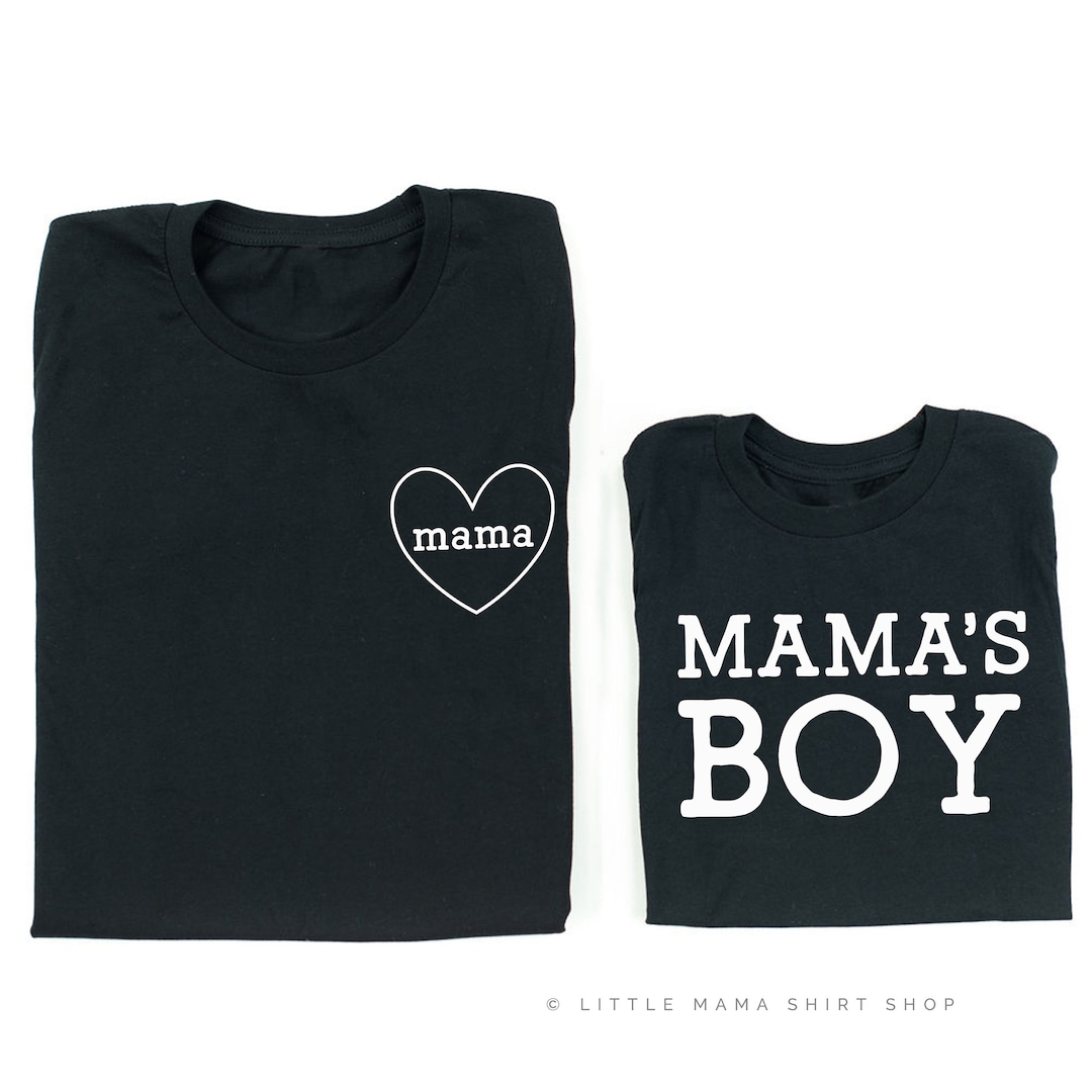 Mama(heart)-mama's Boy | Set of 2 BLACK Shirts | Unisex | Mama and Mama ...