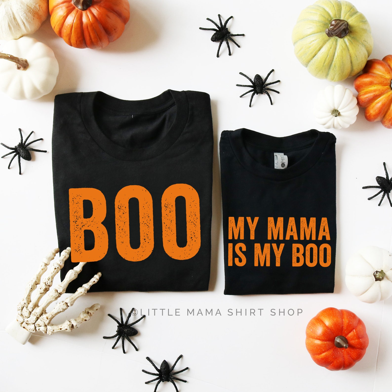 Boo My Mama is My Boo Set of 2 BLACK W/ ORANGE Shirts Halloween Shirts ...