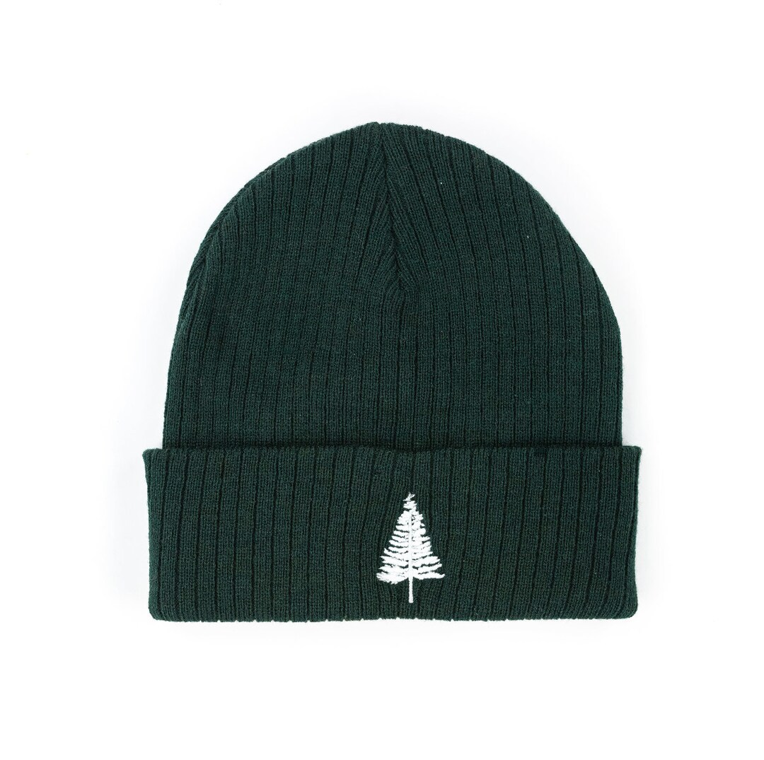 Ribbed Beanie - Pine Tree - Forest W/ White | Christmas Beanie ...
