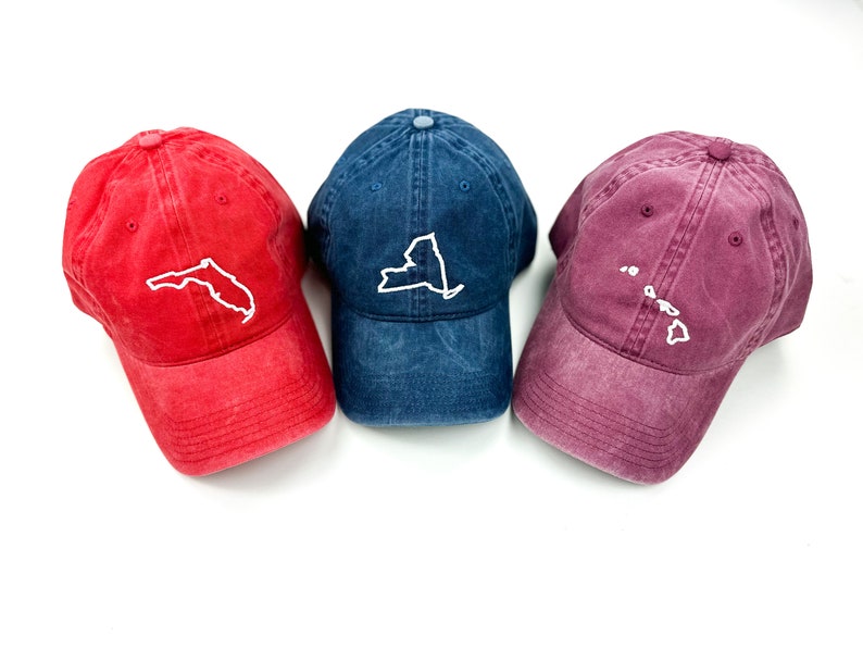 50 States - Baseball Cap (state Outline Front - State Name Back / White ...