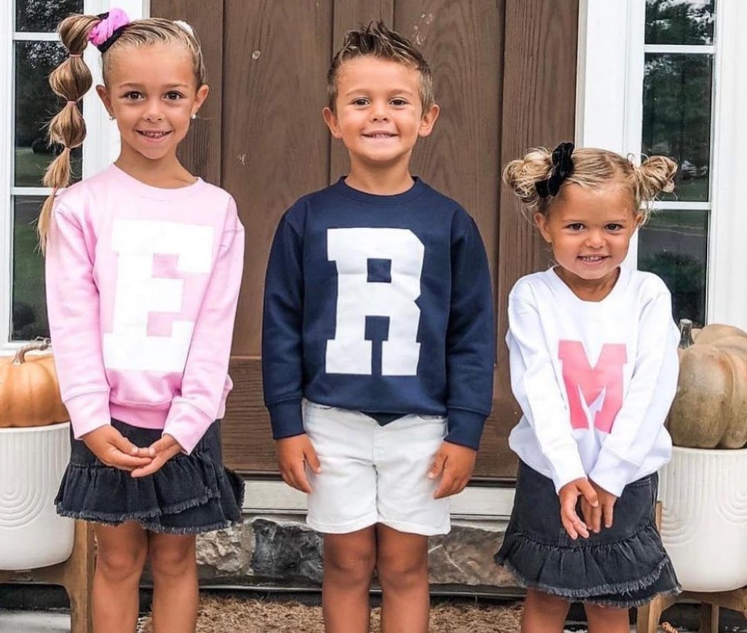 Varsity Initials - Child Sweater | Kids Graphic Tee | Back to School ...