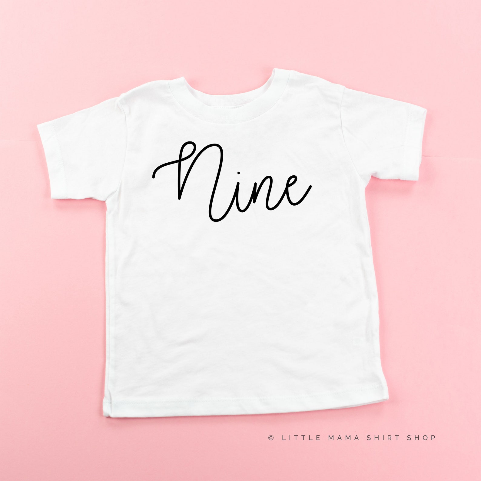 Birthday Number NINE © CURSIVE FONT toddler Girl Shirt - Etsy
