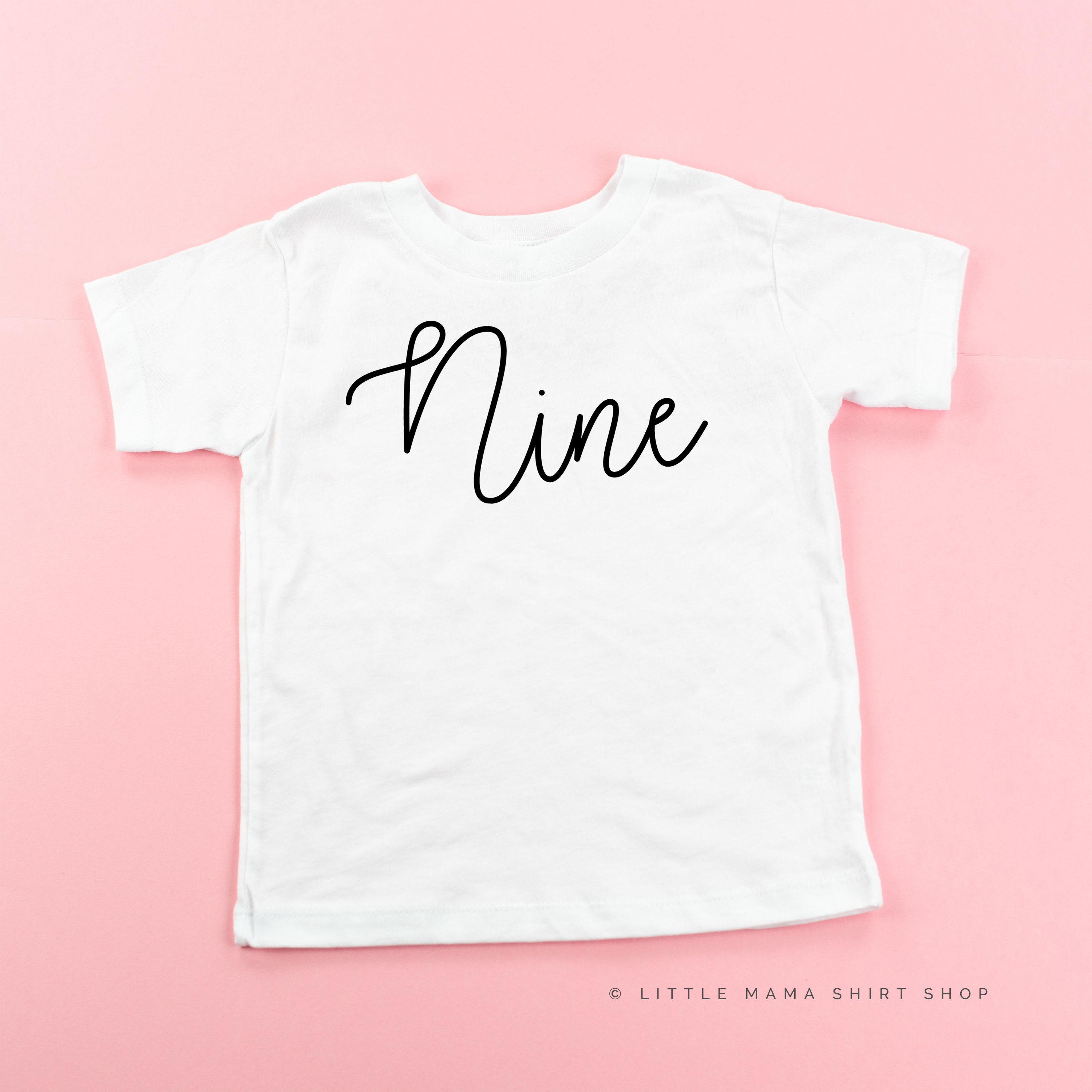 Birthday Number NINE © CURSIVE FONT toddler Girl Shirt - Etsy