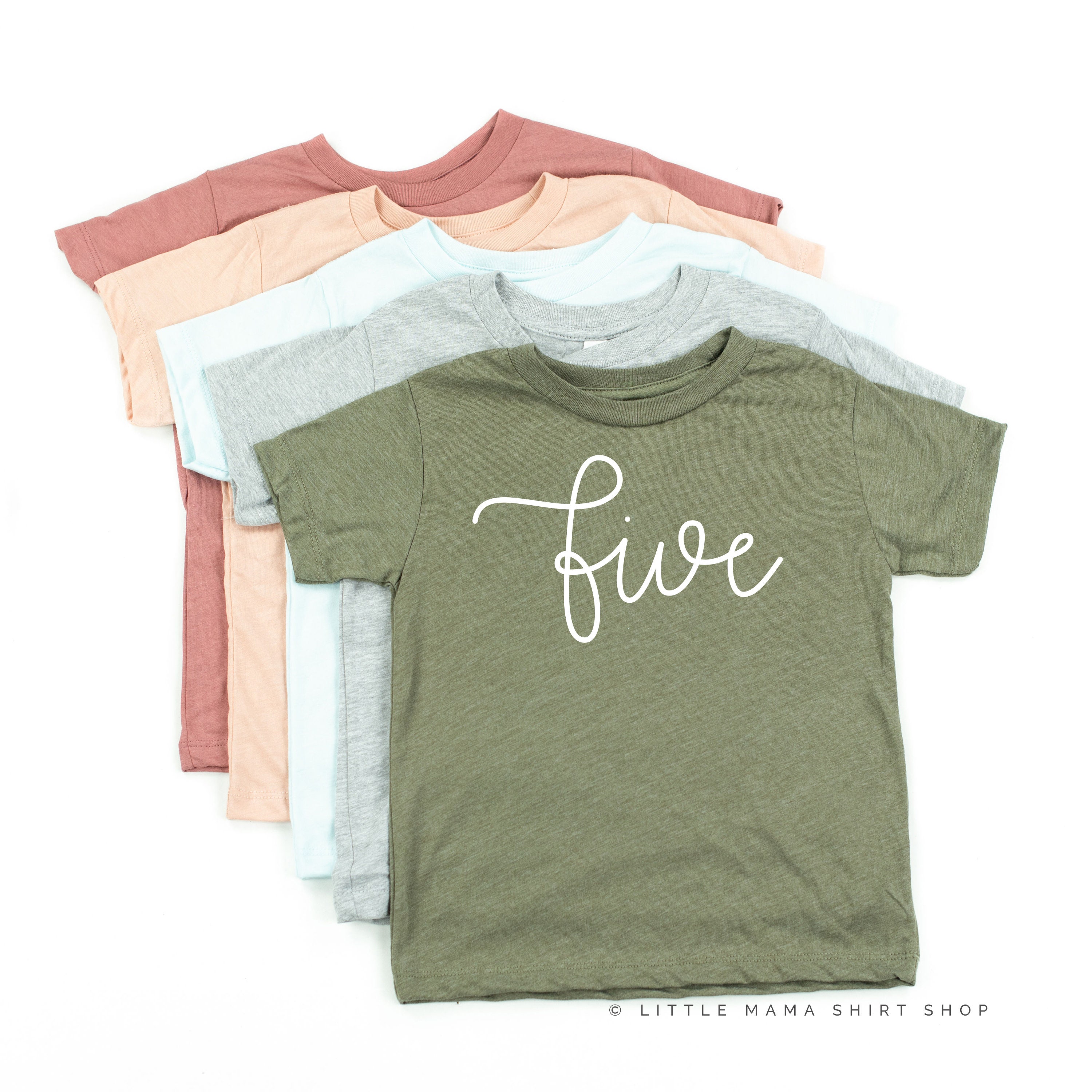 Birthday Number FIVE © CURSIVE FONT toddler Girl Shirt | Etsy