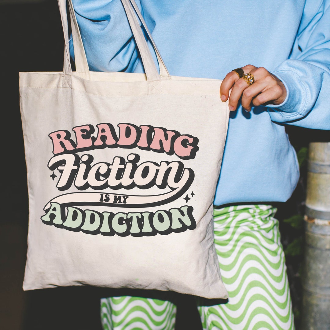 BOOK TOTE - Reading Fiction is My Addiction | Library Tote Bag | Canvas ...