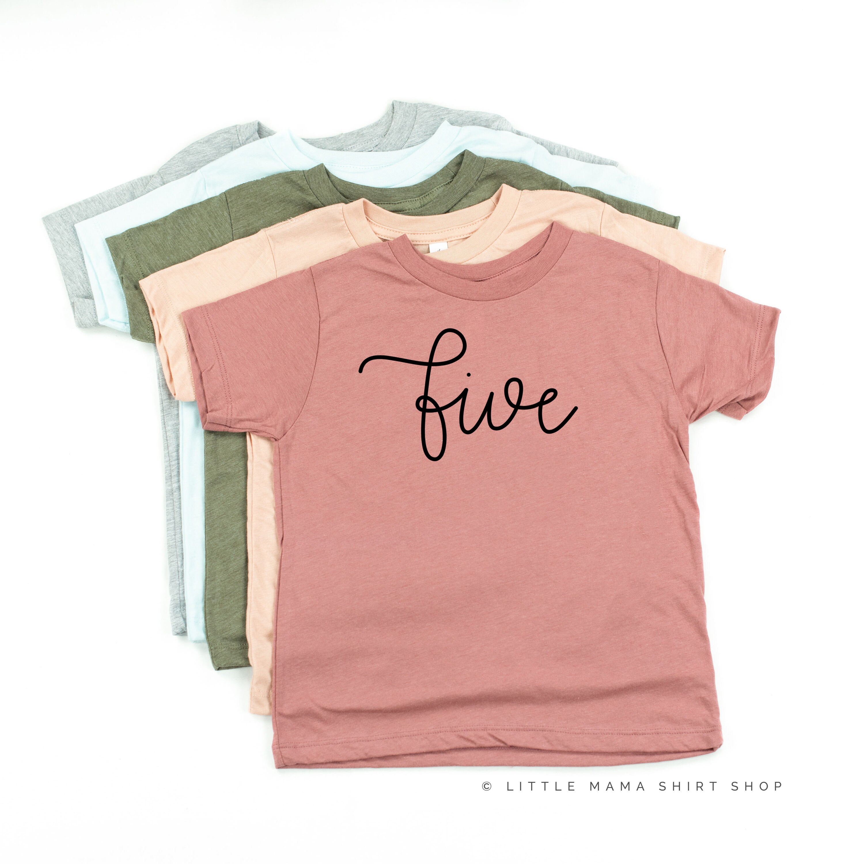 Birthday Number FIVE © CURSIVE FONT toddler Girl Shirt | Etsy