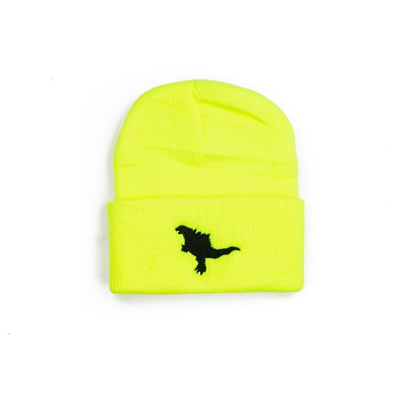 Beanie Godzilla Neon Yellow Godzilla Beanie Christmas | Etsy