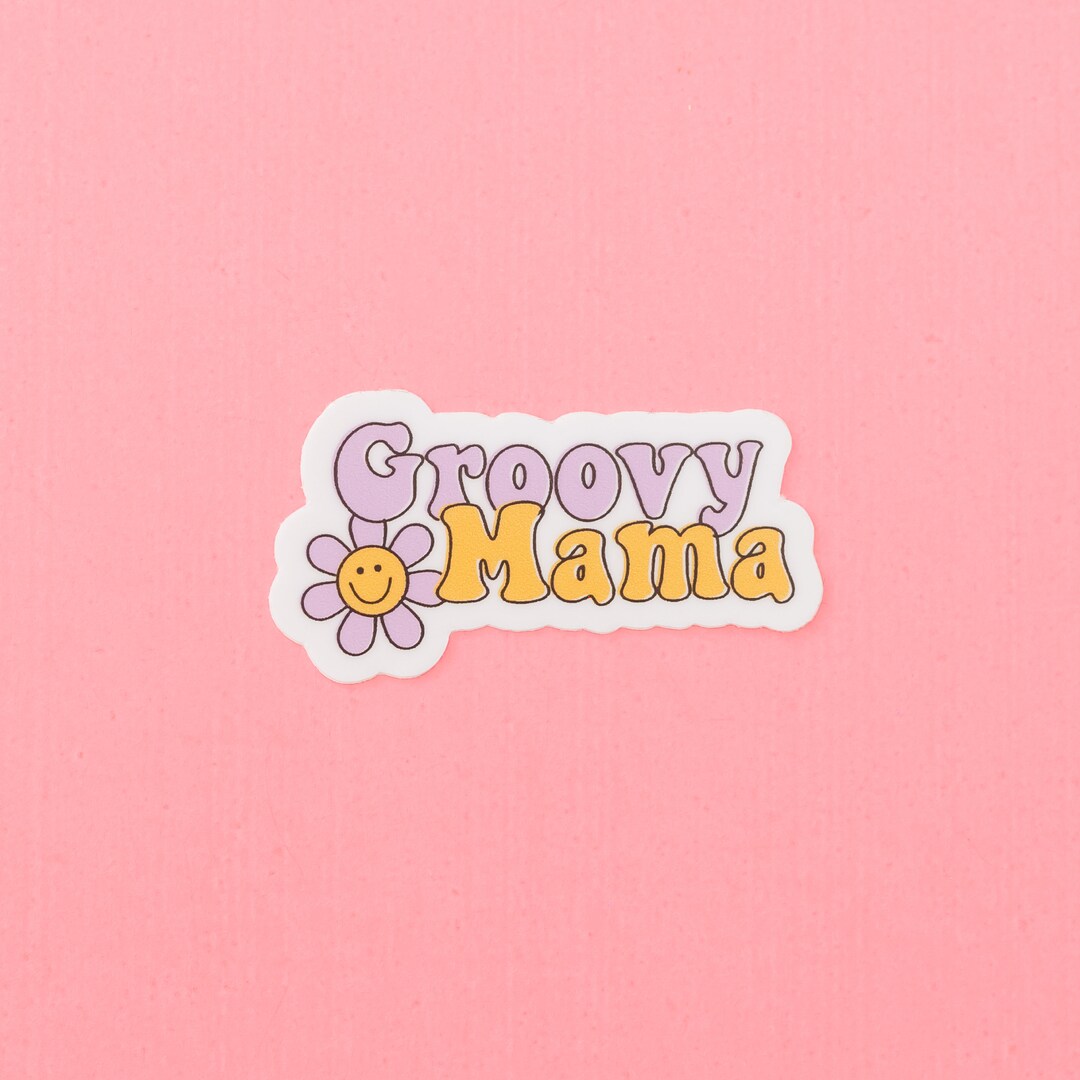 LMSS® STICKER - Groovy Mama (purple and Yellow Flowers) | Mama Sticker ...