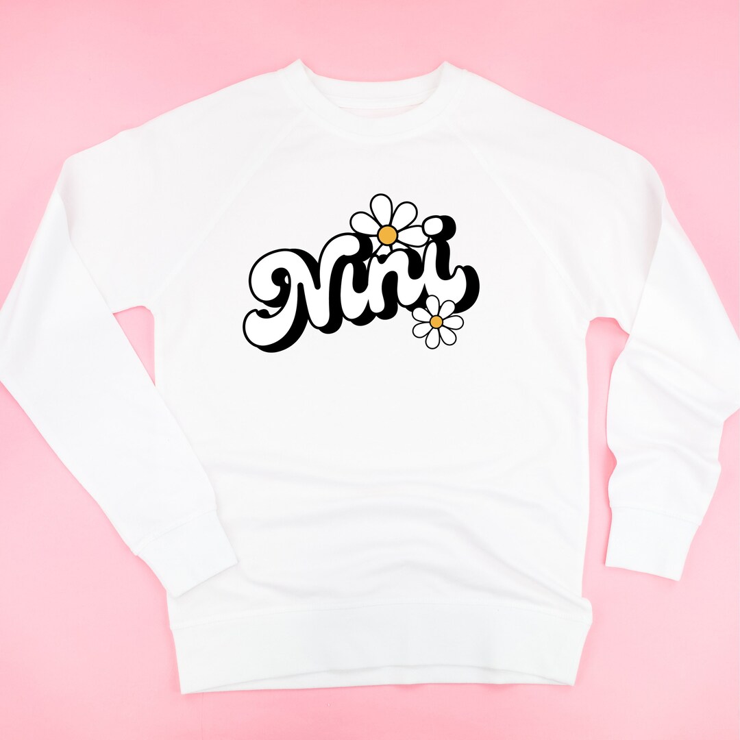 DAISY NINI W/ Full Daisy on Back Lightweight Pullover Sweater Mother's ...