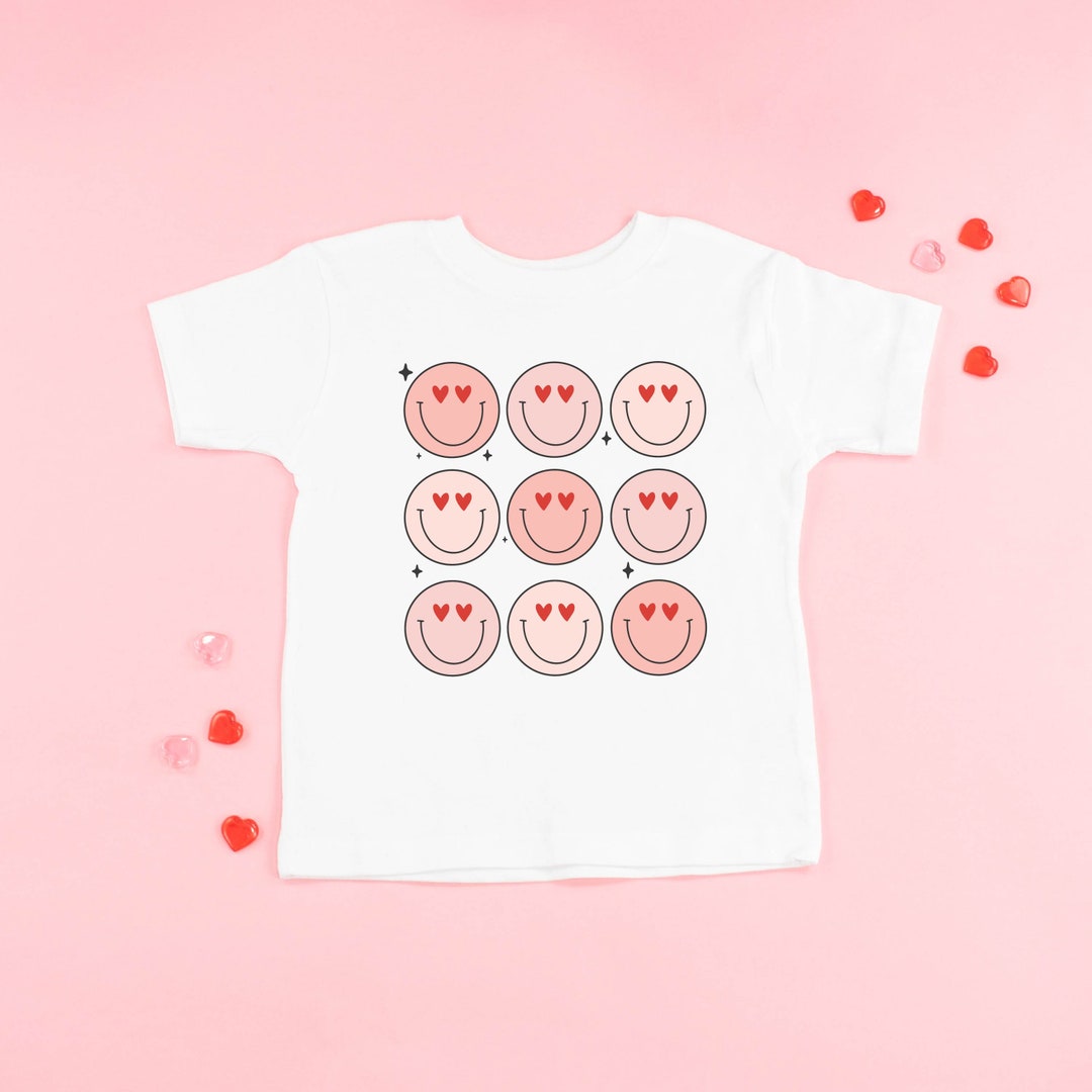 3x3 Heart Eye Smileys Short Sleeve Child Shirt Kids Valentine Outfit ...