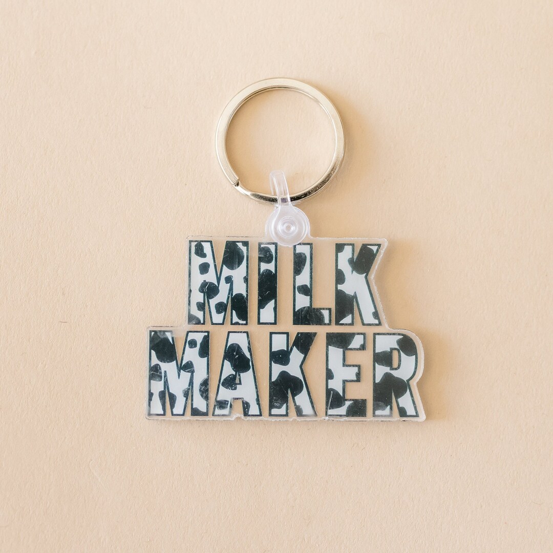 KEYCHAIN - Cow Print MILK MAKER | Mama Life | Retro Keychains | Mom ...