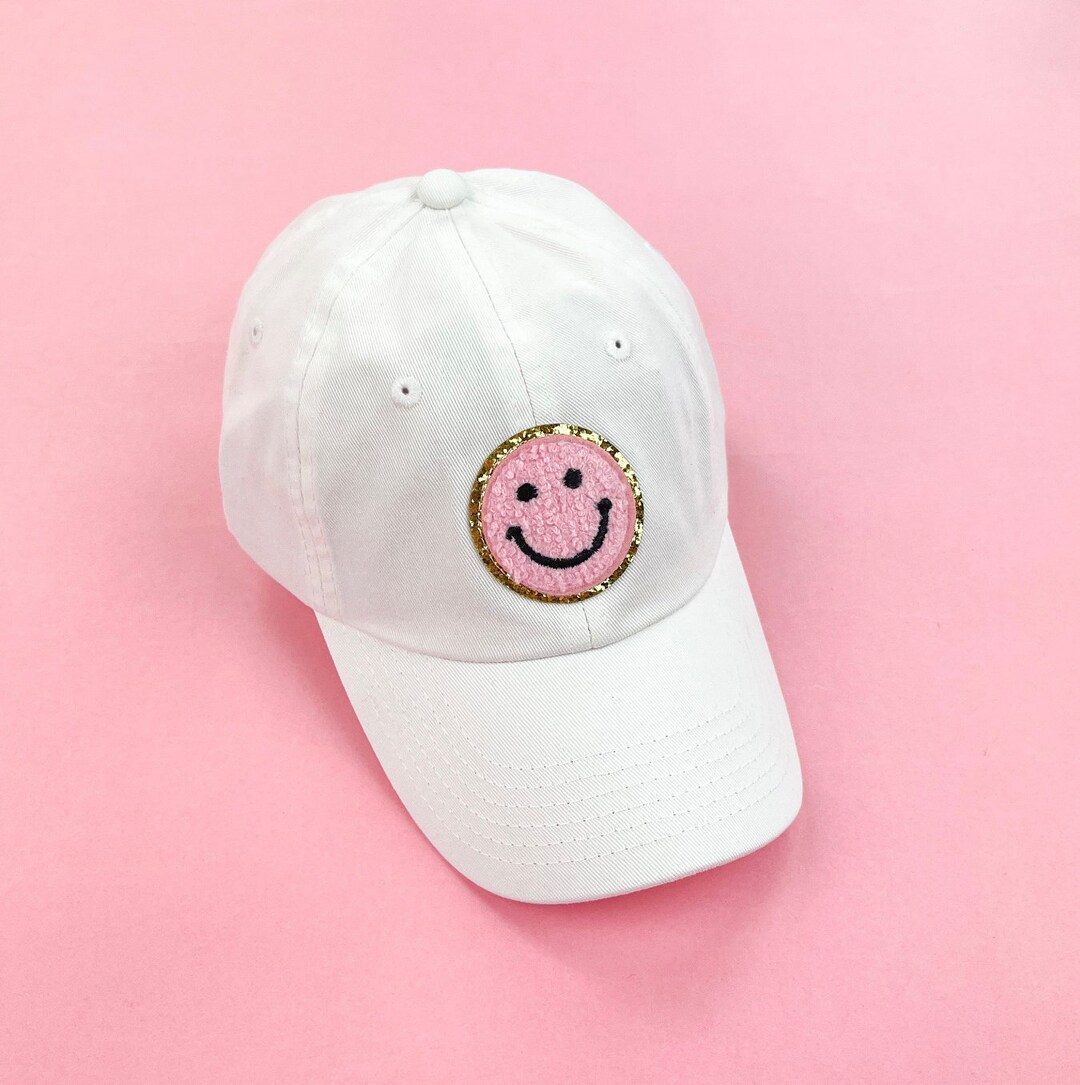 CHILD SIZE - Limited Edition Patch Hat - White W/ Pink Smiley | Hats ...