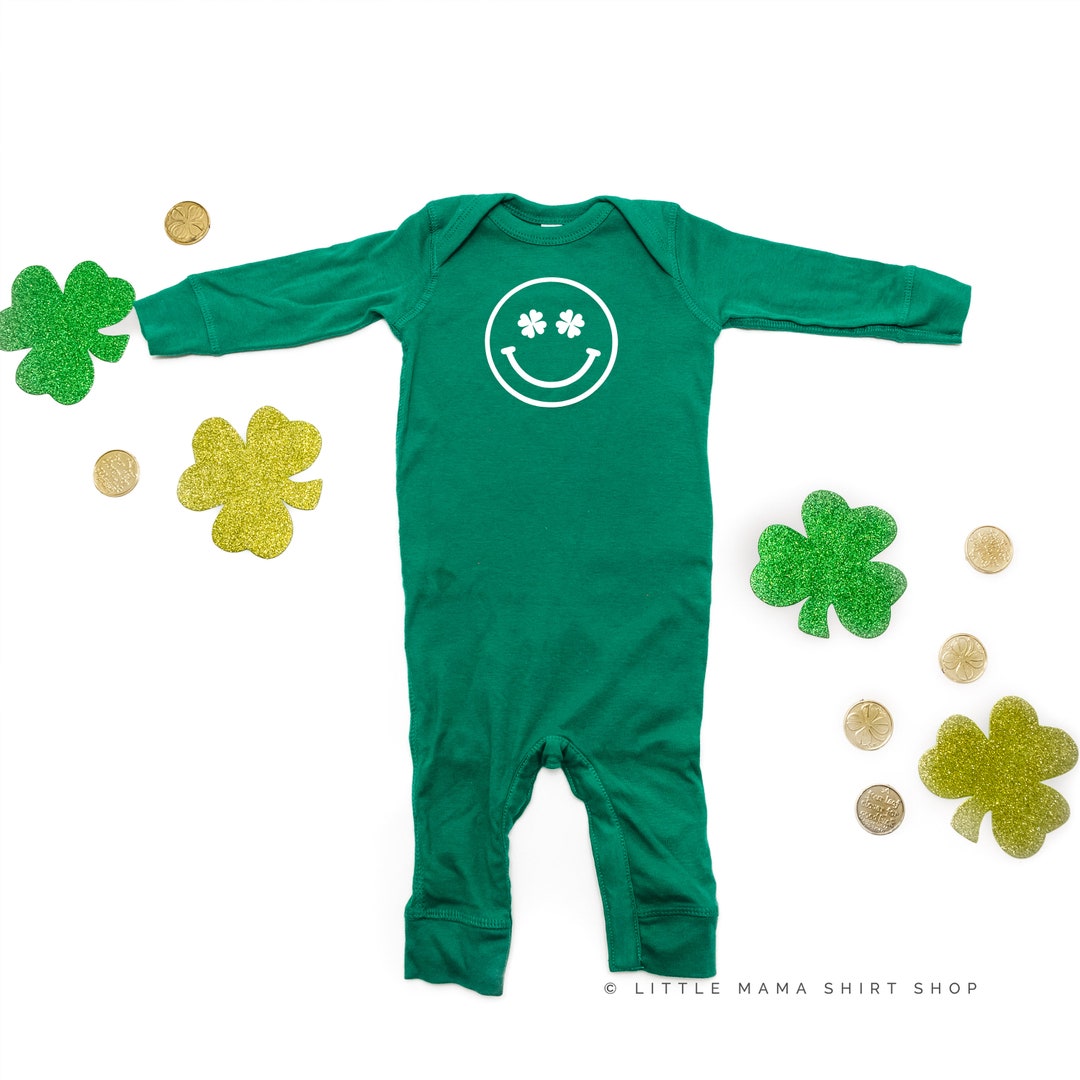 Shamrock Eyes Smiley - One Piece Baby Sleeper / Traje del Día de San ...