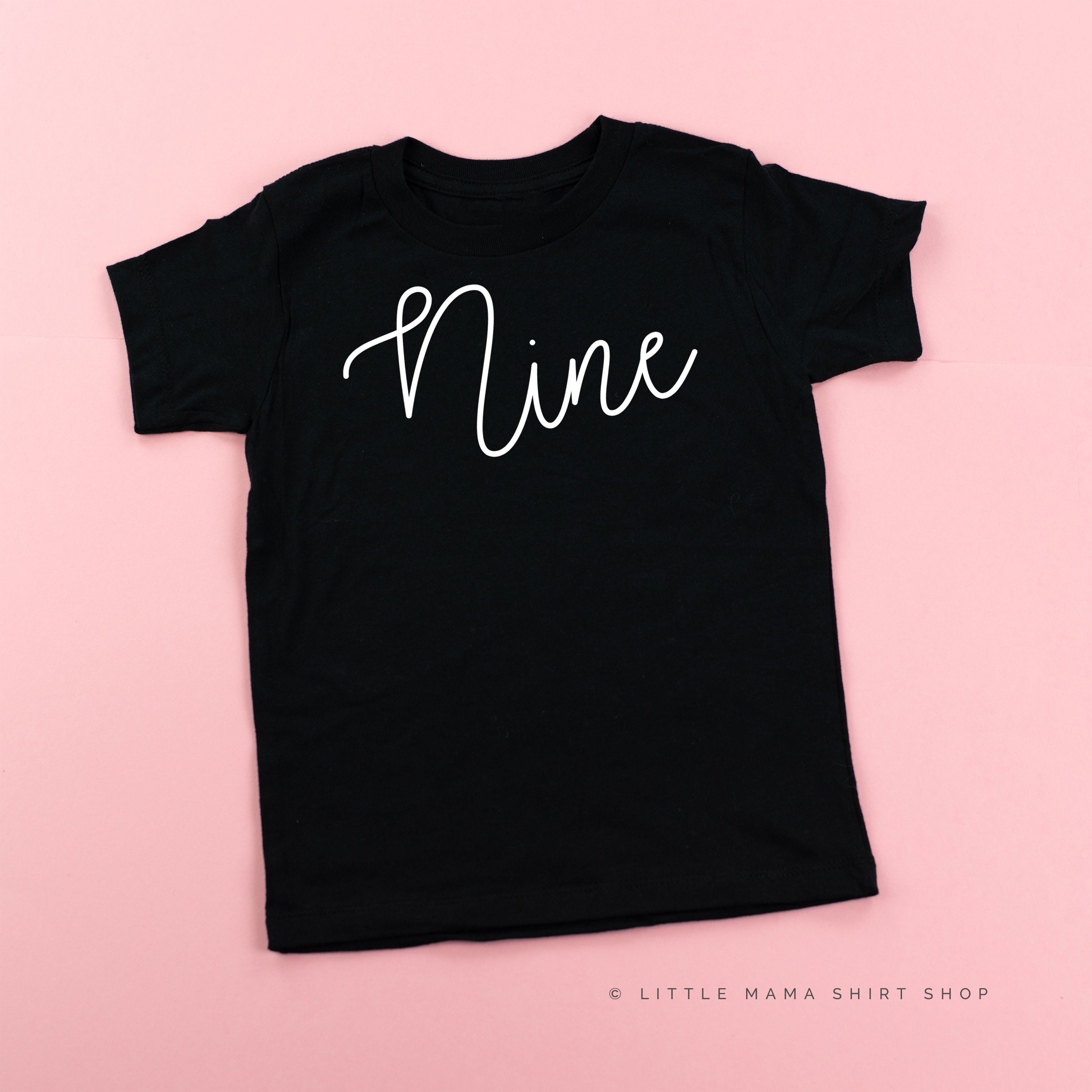 Birthday Number NINE © CURSIVE FONT toddler Girl Shirt - Etsy