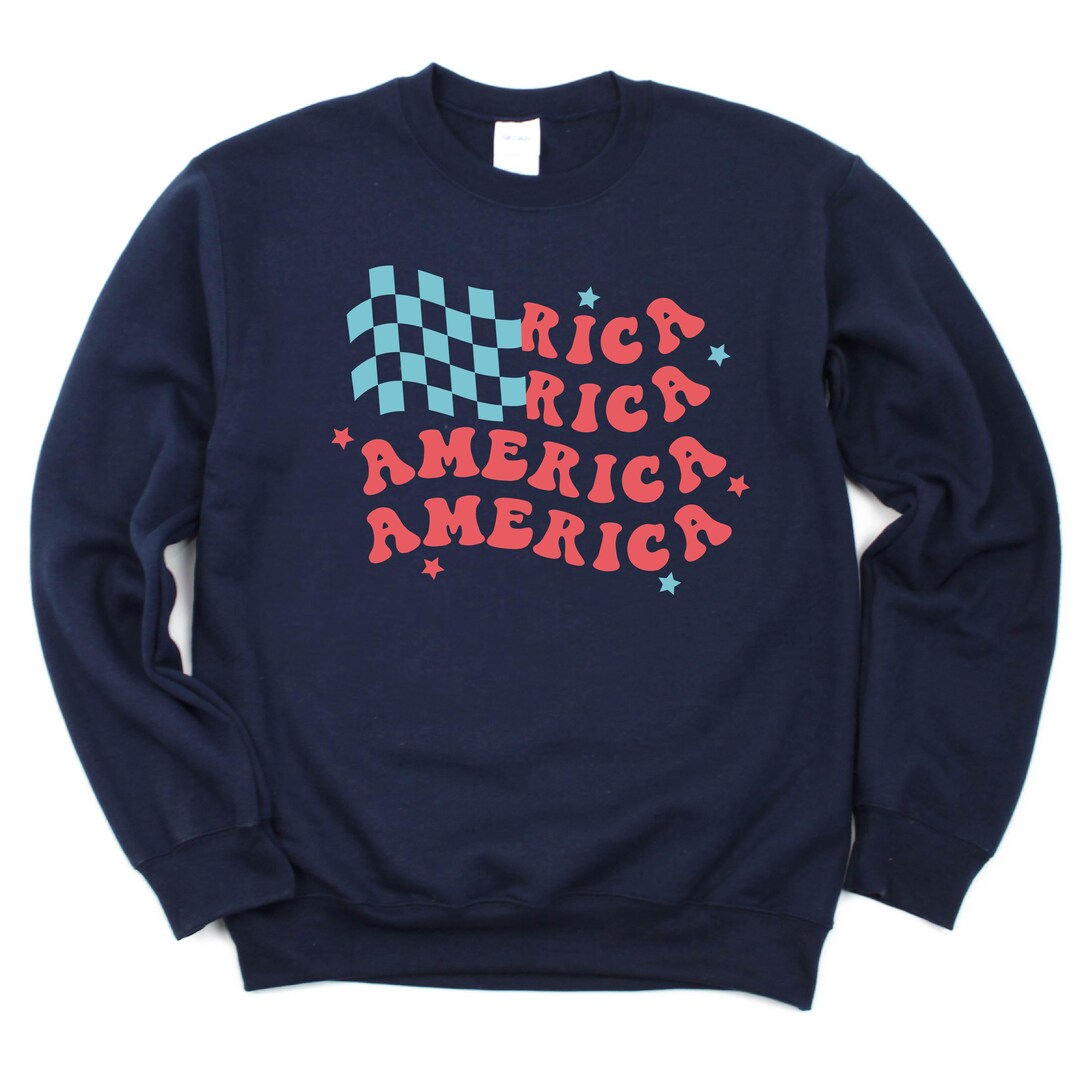 America Checkers Flag (full Size) - BASIC Fleece | Patriotic Sweatshirt ...