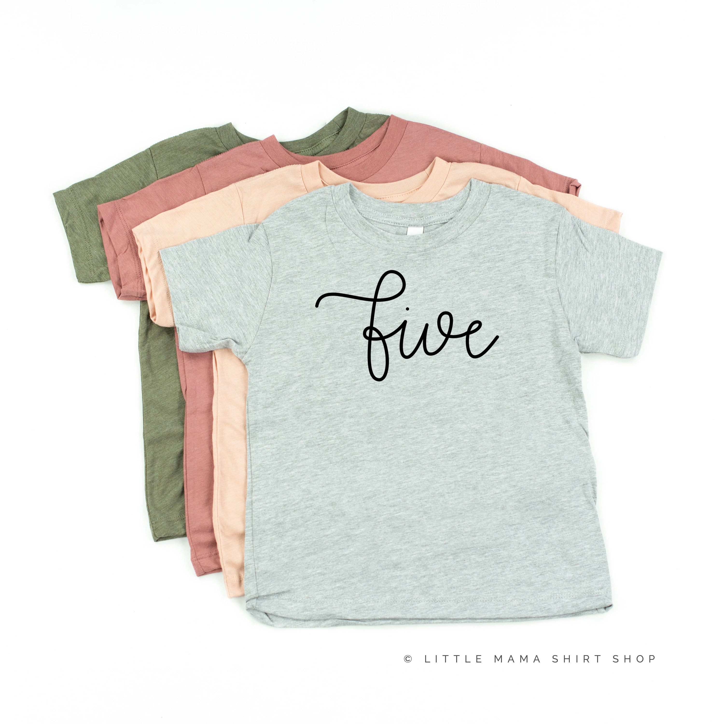 Birthday Number FIVE © CURSIVE FONT toddler Girl Shirt | Etsy