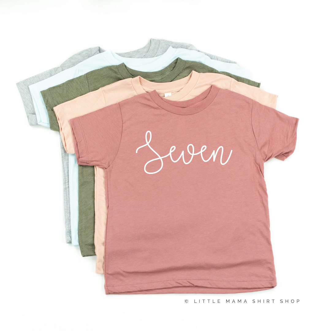 Birthday Number SEVEN© CURSIVE FONT |toddler Girl Shirt | Birthday Girl ...