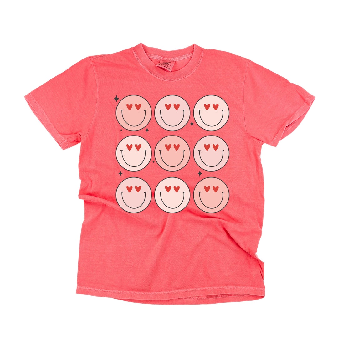 3x3 Heart Eye Smileys Short Sleeve Comfort Colors Tee Valentine's Day ...