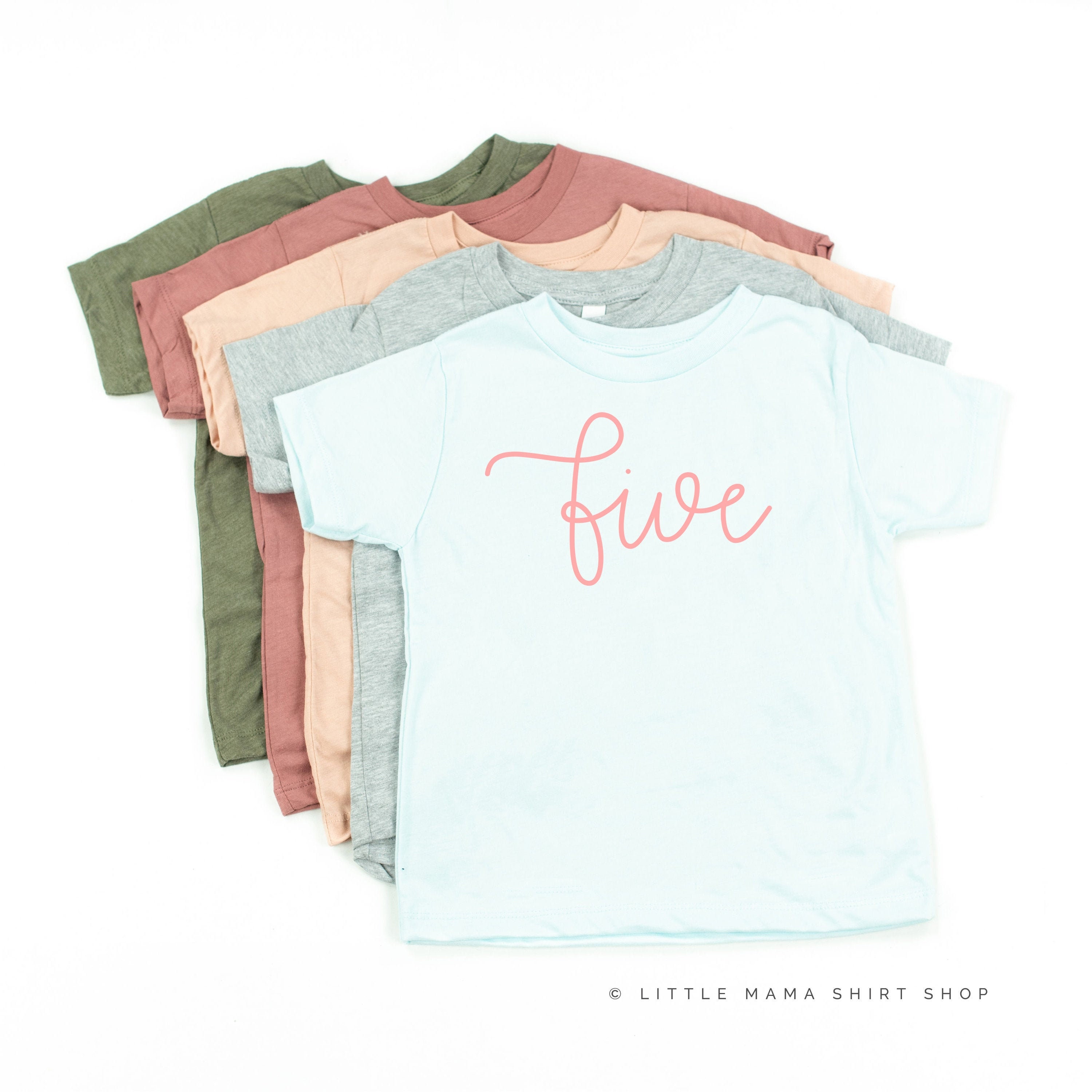 Birthday Number FIVE © CURSIVE FONT toddler Girl Shirt - Etsy