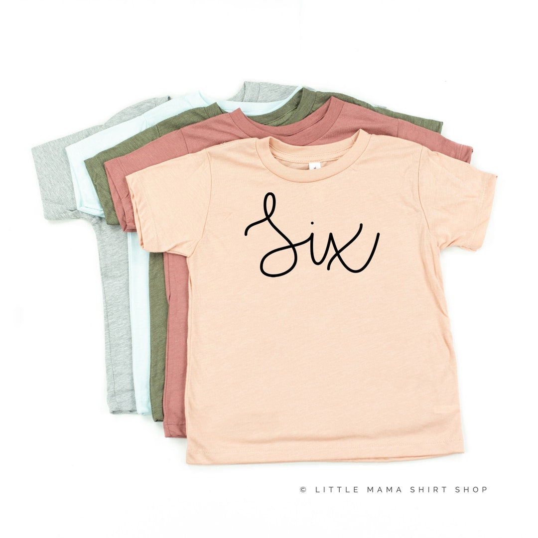 Birthday Number SIX © CURSIVE FONT |toddler Girl Shirt | Birthday Girl ...
