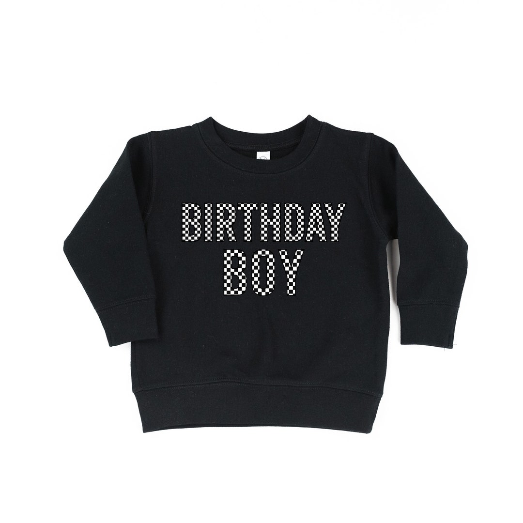 BIRTHDAY BOY - Block Font Checkers - Child Sweater | Birthday Boy | Boy ...