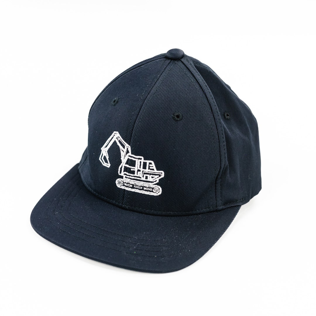 Excavator Child Size BLACK Flat Brimmed Hat Toddler Boy Hats Little Boy ...