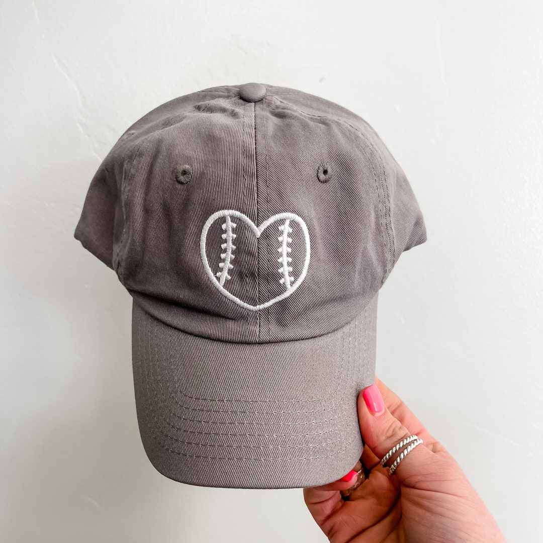 CHILD SIZE Baseball Cap - Outline Heart Baseball - Gray W/ White | Hats ...