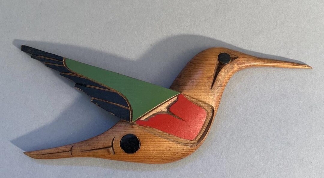Vintage First Nations “hummingbird” Hand Painted Carving by Larry Niel ...