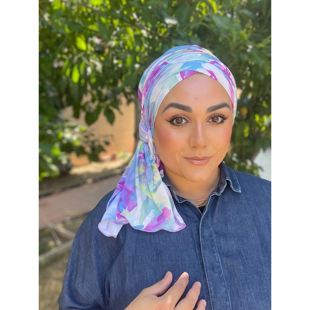 Headscarf for Women, Watercolor Rose Print Headwrap, Israeli Head ...