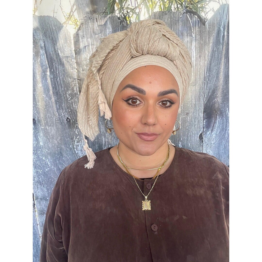 Headscarf for Women, Cozy Israeli Waffled Headwrap, W/ Tassels, Chai ...