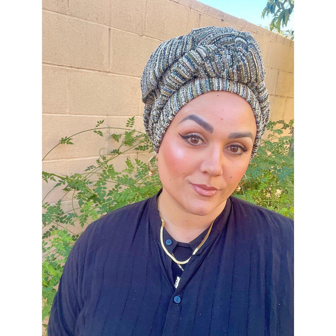 Head Scarf for Women, Voluminous Stretchy Headwrap, Olive, Elegant ...