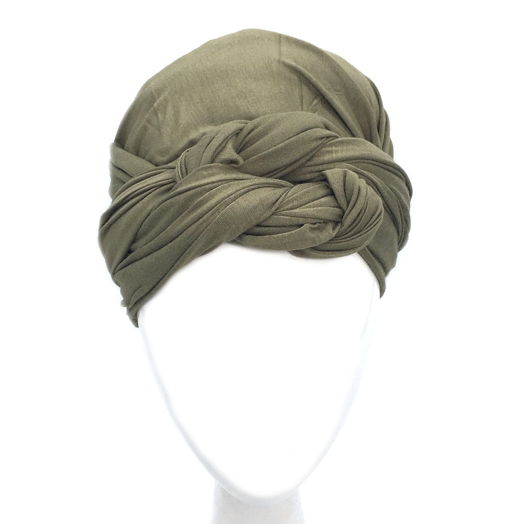 Jersey Head Scarf for Women, Olive Green, African Headwrap, Stretchy ...