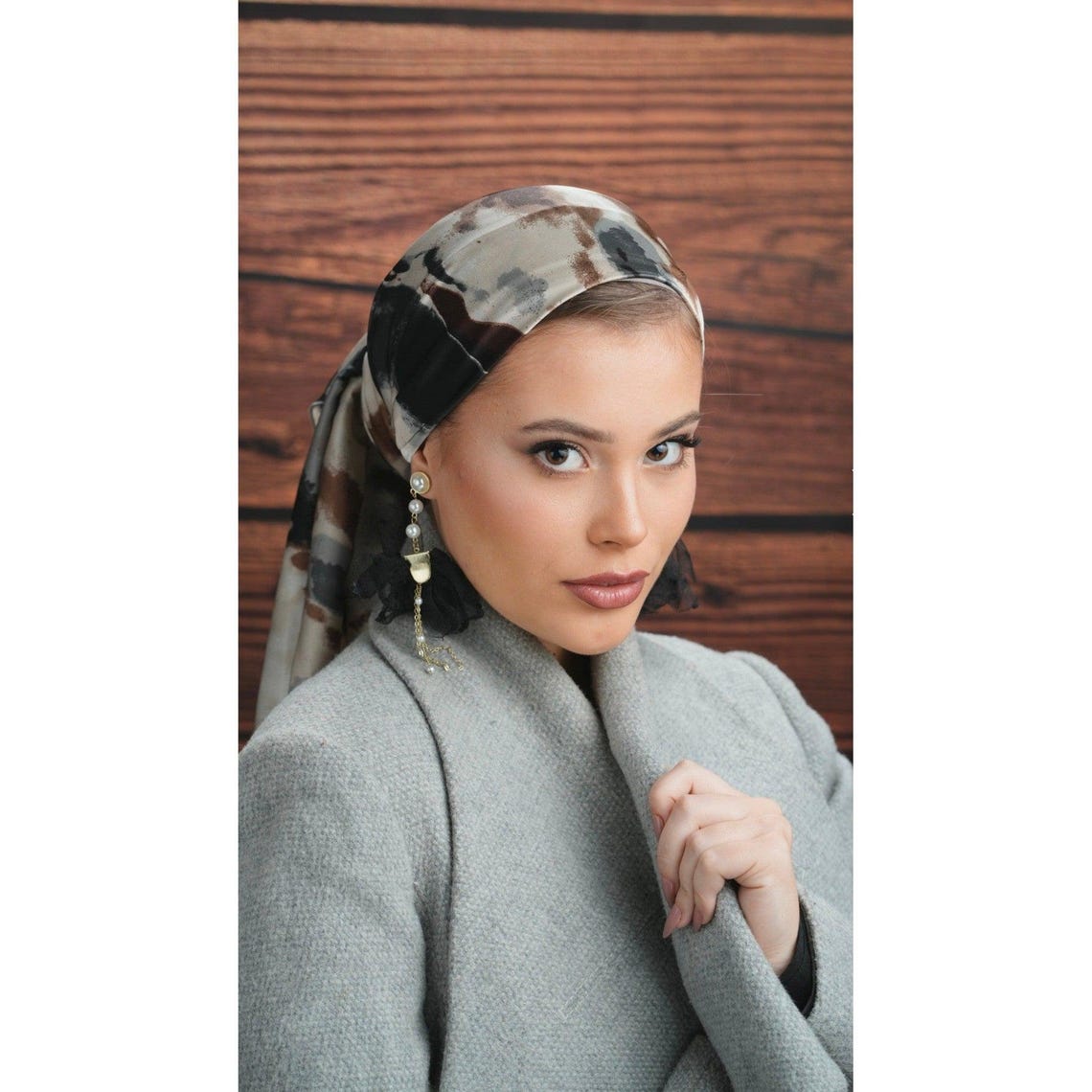 Chic Yomi Head Scarf for Women, Neutral Watercolor, Elegant Satin Hijab ...