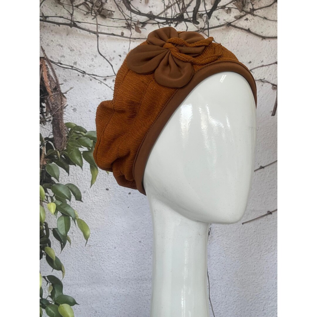 Embellished Hat for Women, Rust Bow, Slip on Head Covering, Size #2 ...