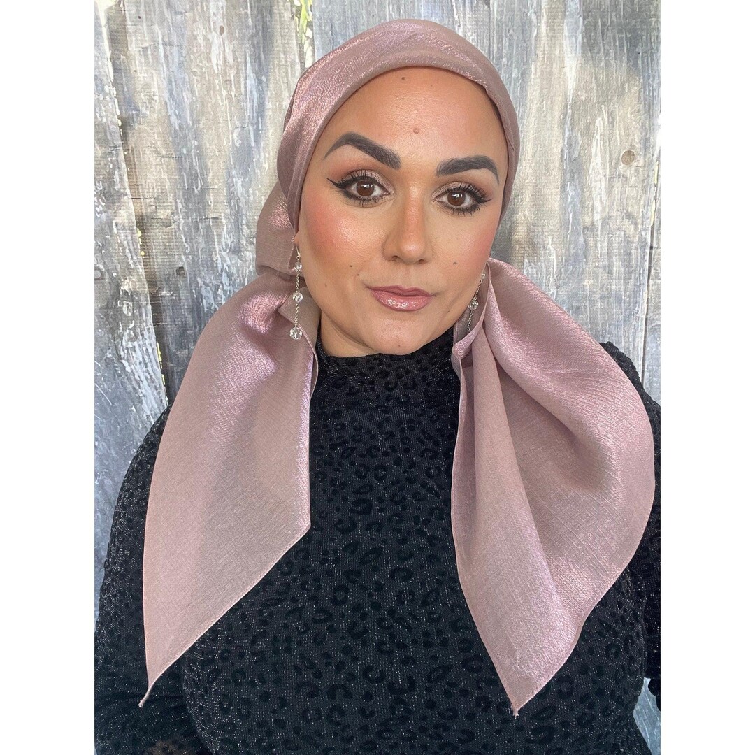 Elegant Metallic Square Head Scarf for Women, 39”, Pink/purple, Fancy ...