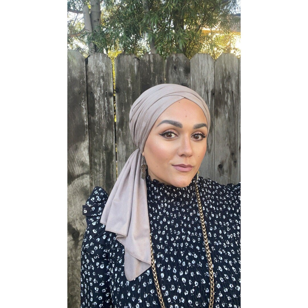 Faux Suede Head Scarf for Women, Fawn, Stretchy Headwrap, Chemo ...