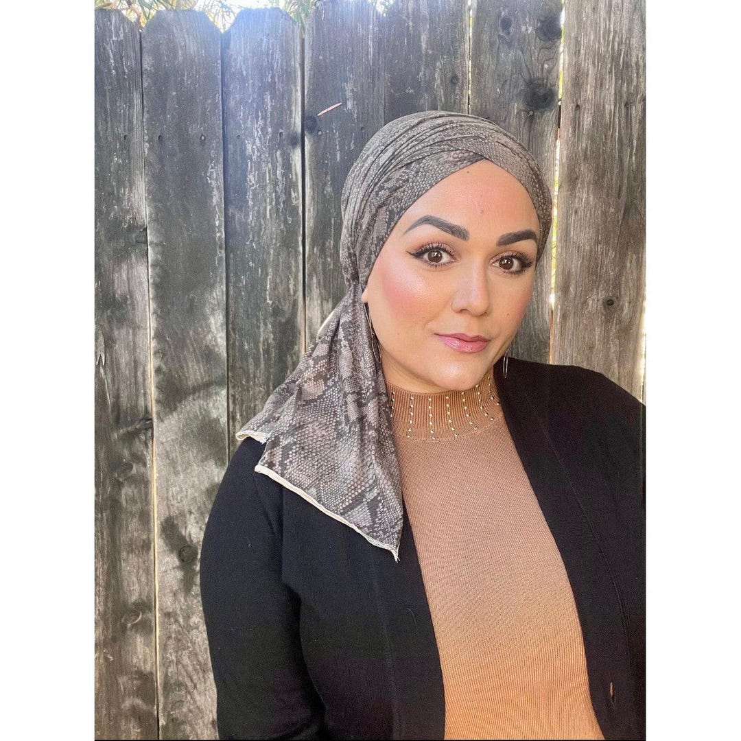 Faux Suede Stretchy Head Wrap for Women, Neutral Print, Snake Print ...