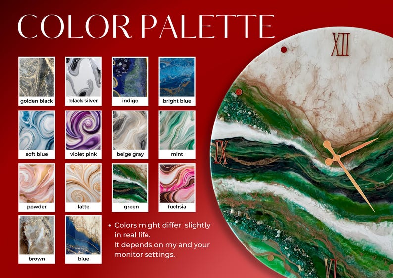 Emerald Green Extra Large Wall Clock, Green Bedroom Wall Decor,30th ...