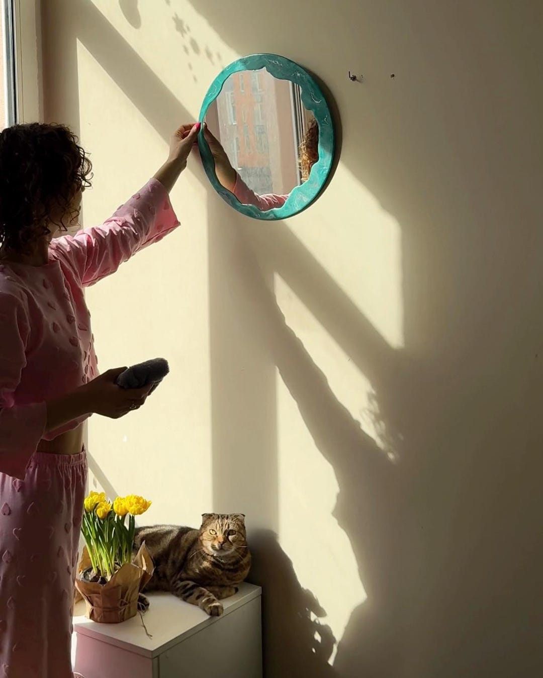 Unique Round Wall Mirror, Epoxy Resin Art, Bathroom Mirror, Epoxy ...