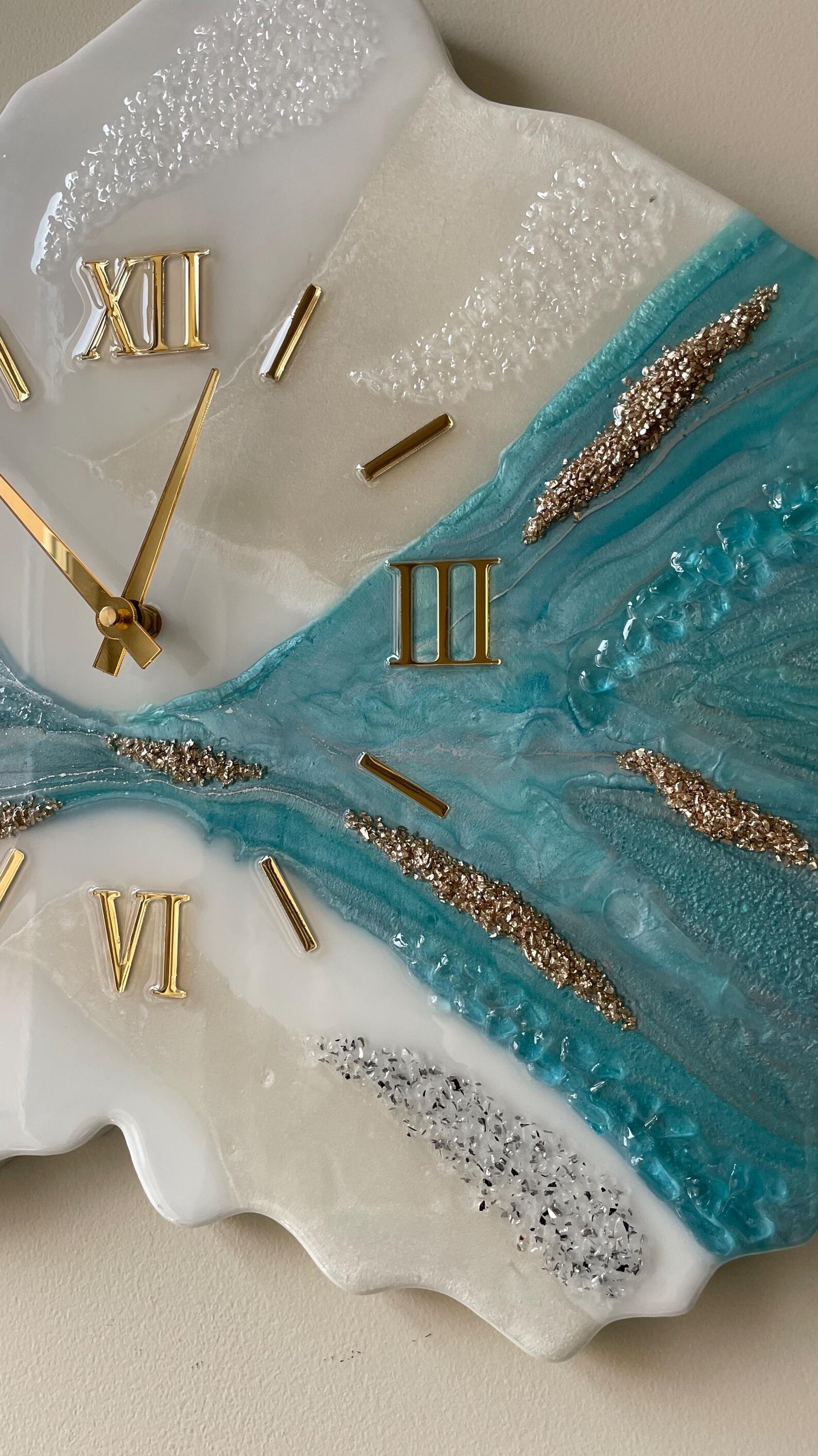 Turquoise Geode Wall Clock, Black Friday Sale, Aesthetic Wall Clock ...