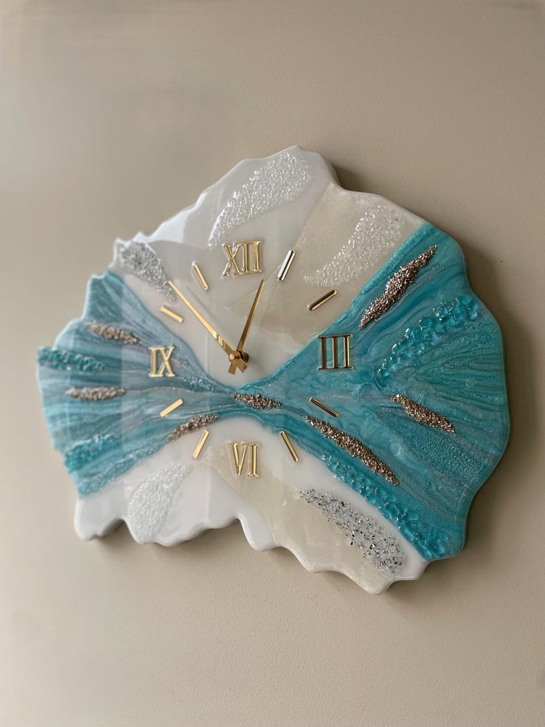 Turquoise Geode Wall Clock, Black Friday Sale, Aesthetic Wall Clock ...