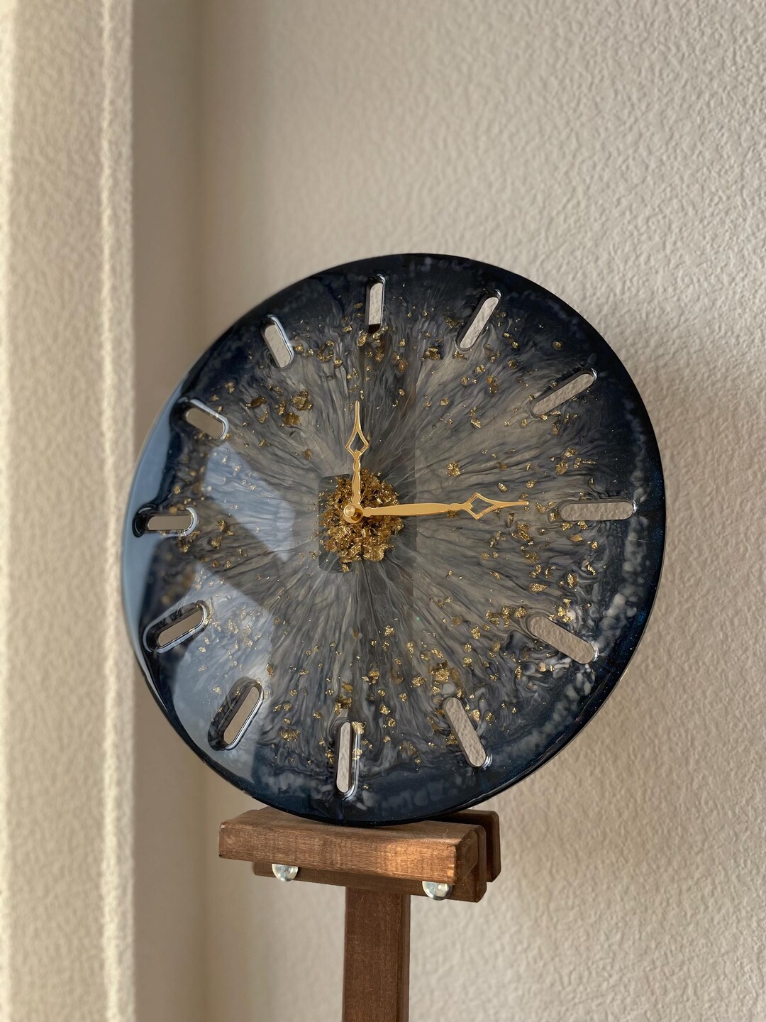 Celestial Blue Epoxy Resin Clock, Mantle Resin Round Wall Clock ...