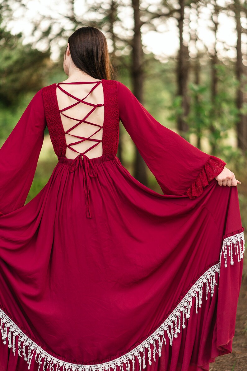 Viking Maxi Dress Red Wedding Dress Non Traditional Bride - Etsy