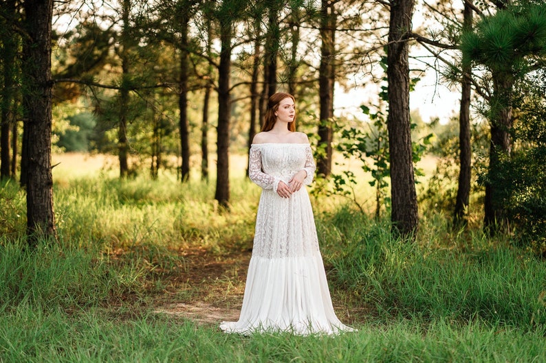 Cottagecore Wedding Dress Rustic Vintage Chic Lace Bridal | Etsy