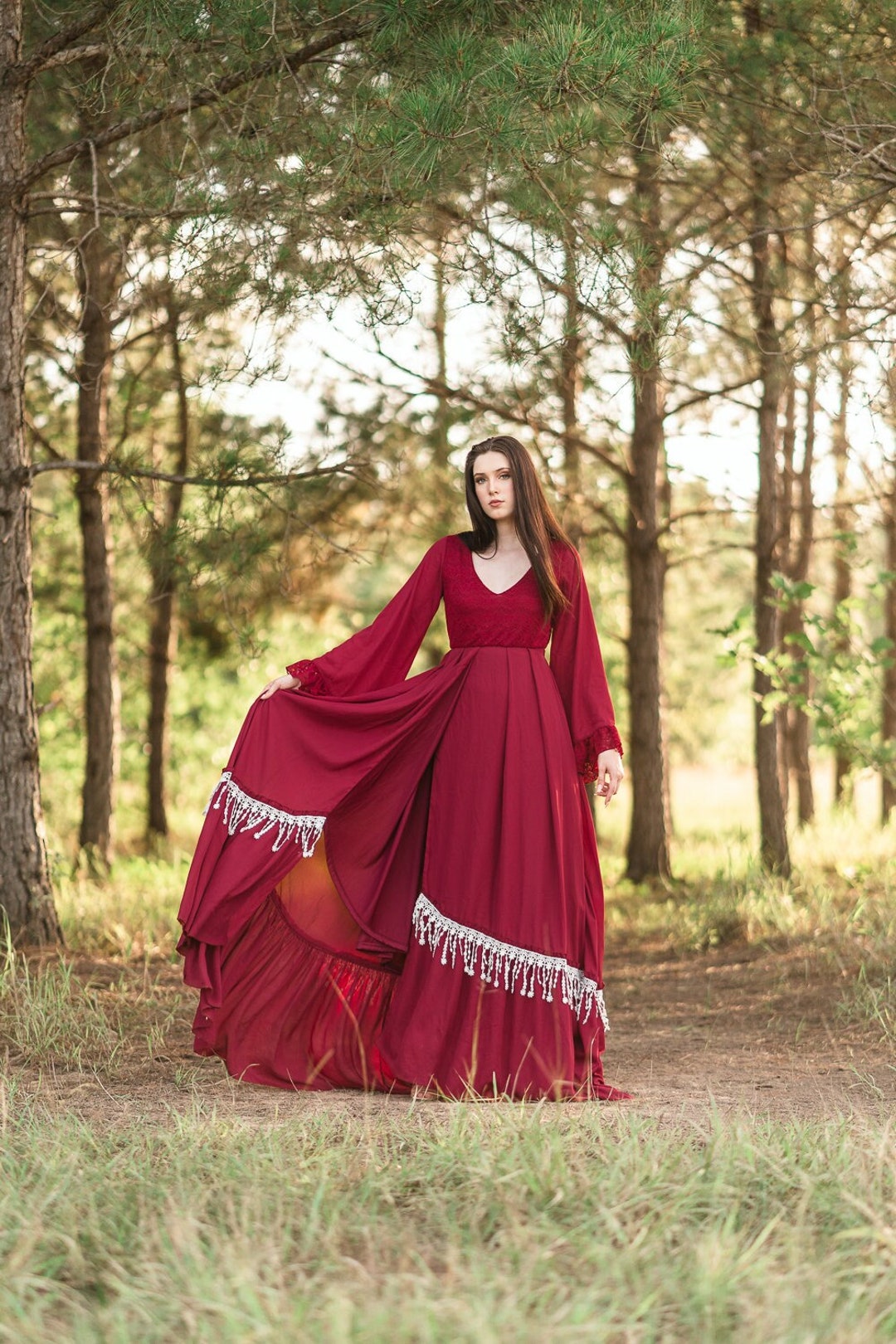 Beltane Maxi Dress, Fairy Clothing, Pixie Wedding Dress, Medieval ...