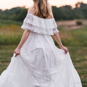 Bohemian Hippie Vow Renewal Dress, Vintage Inspired Lace Maxi Dress ...